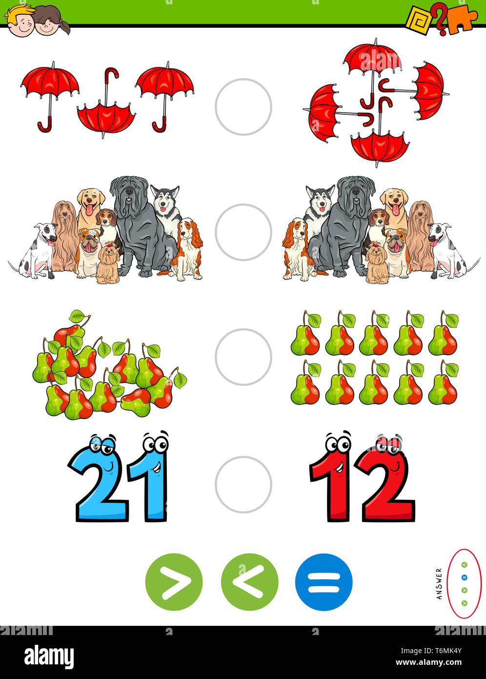 greater less or equal educational puzzle for kids Stock Photo - Alamy