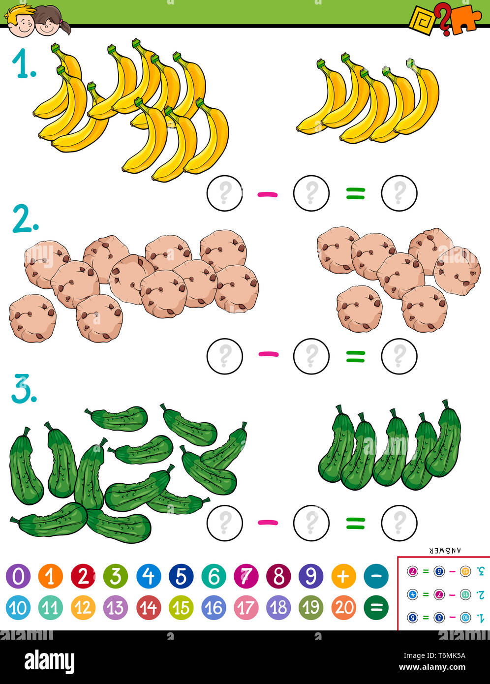 maths subtraction calculation educational game for kids Stock Photo - Alamy