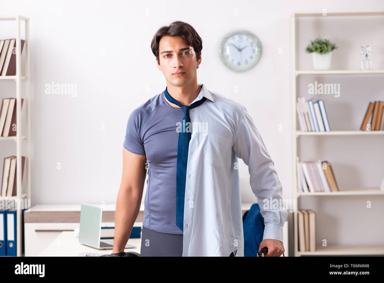 Employee combining work and healthy lifestyle Stock Photo - Alamy