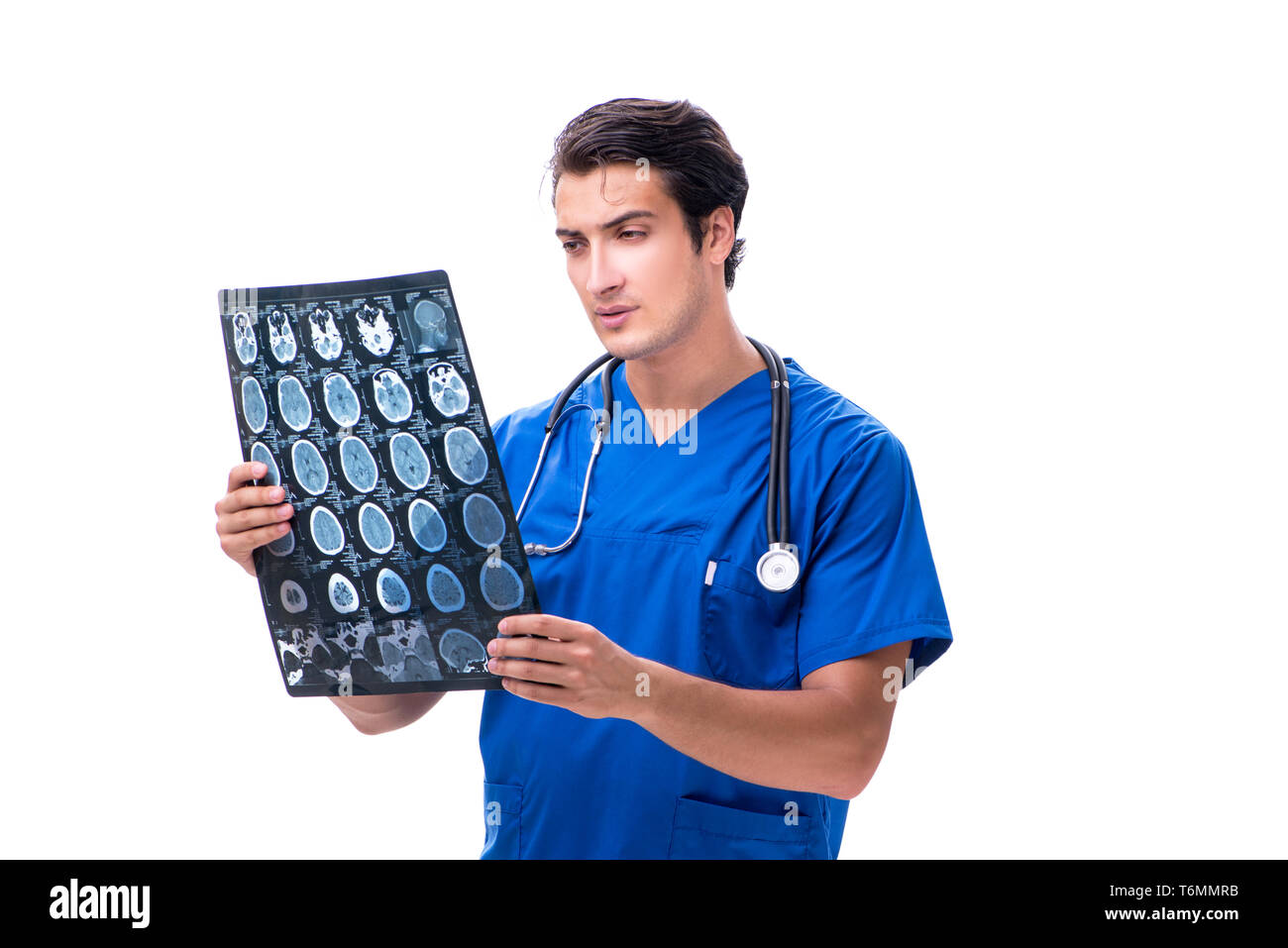 Radiologist doctor with x-ray image isolated on white Stock Photo - Alamy