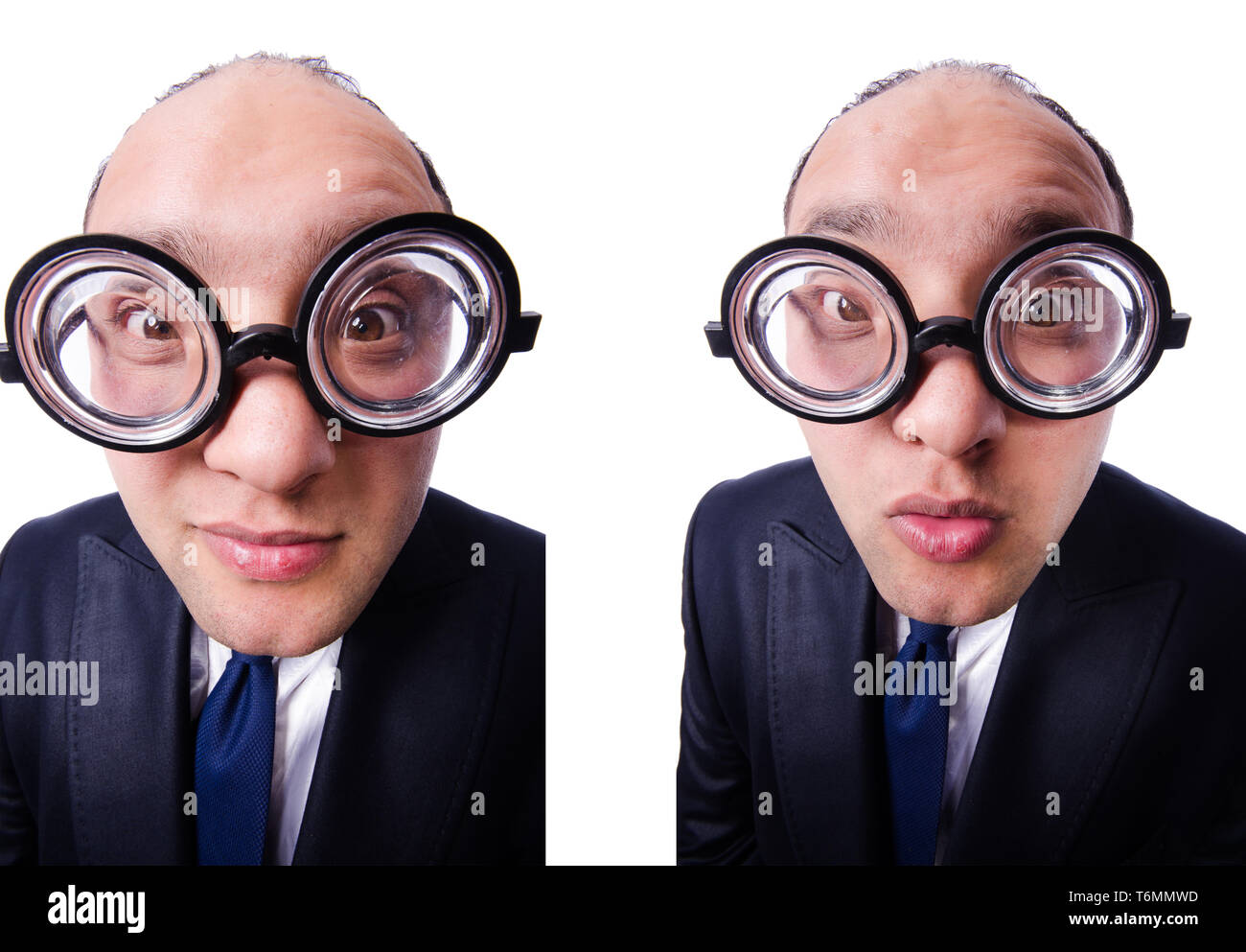 Funny man with glasses isolated on white Stock Photo - Alamy
