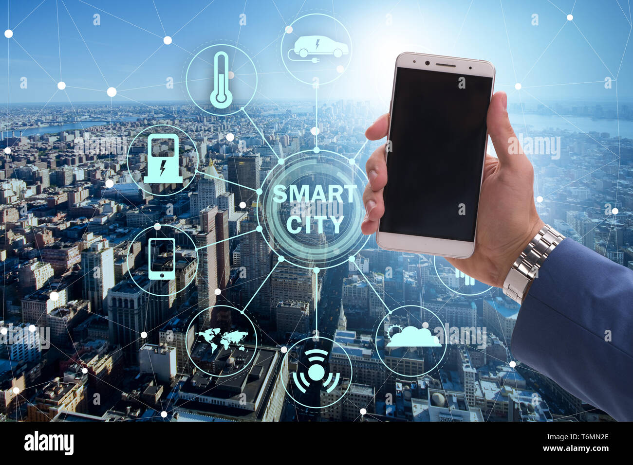 Smart city in innovation concept Stock Photo - Alamy