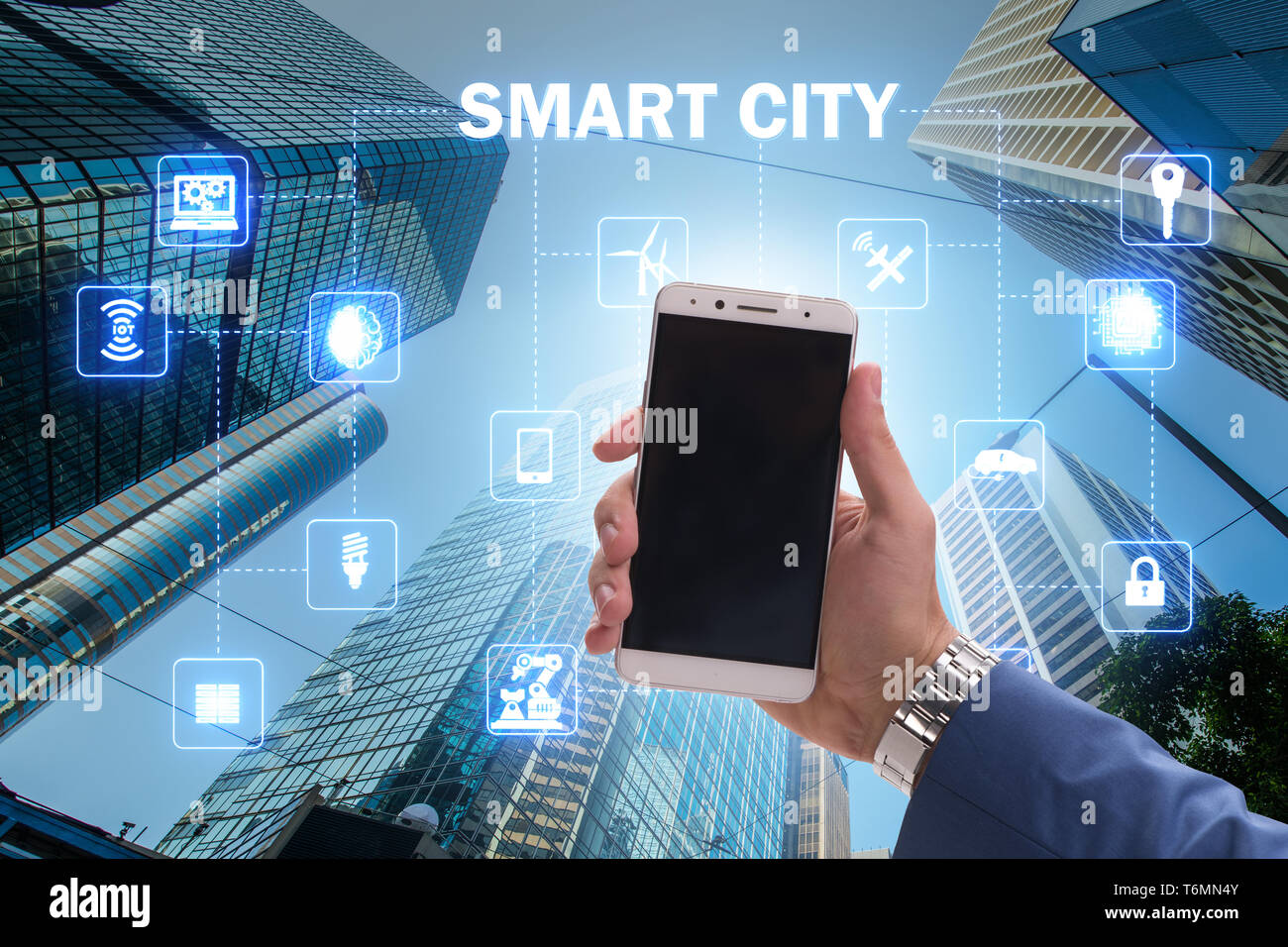 Smart city in innovation concept Stock Photo - Alamy