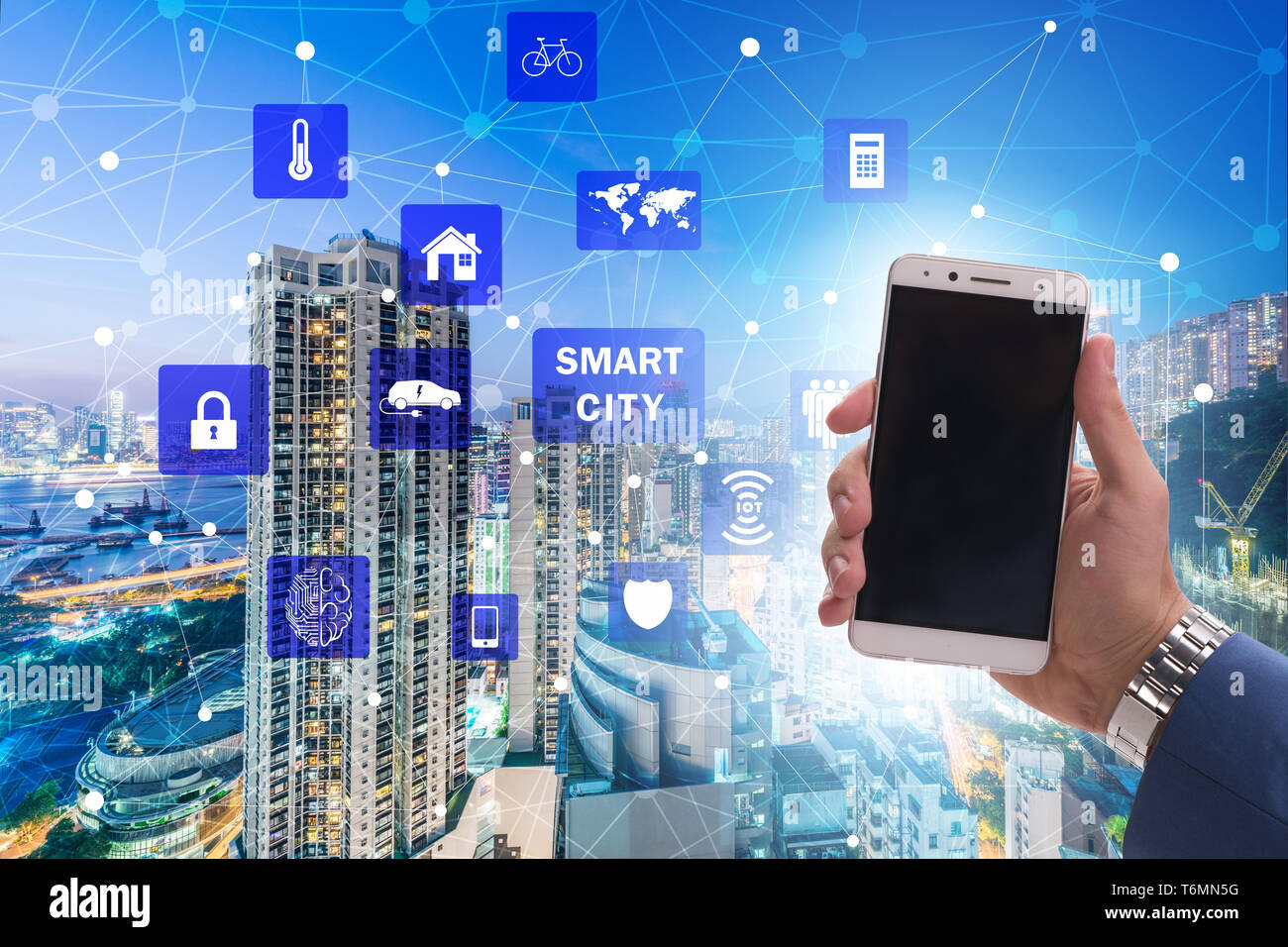 Smart city in innovation concept Stock Photo - Alamy