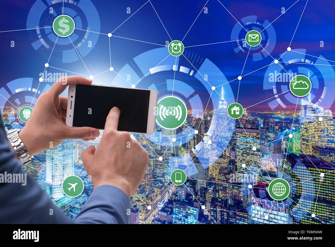 Smart city in innovation concept Stock Photo - Alamy