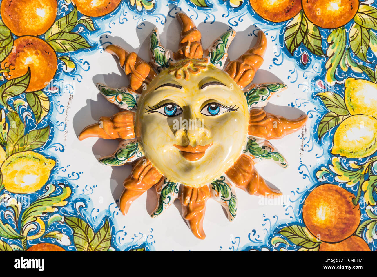 Sun with Sicilian ceramic rays diameter about 33 cm Fine Art Ceramics ...
