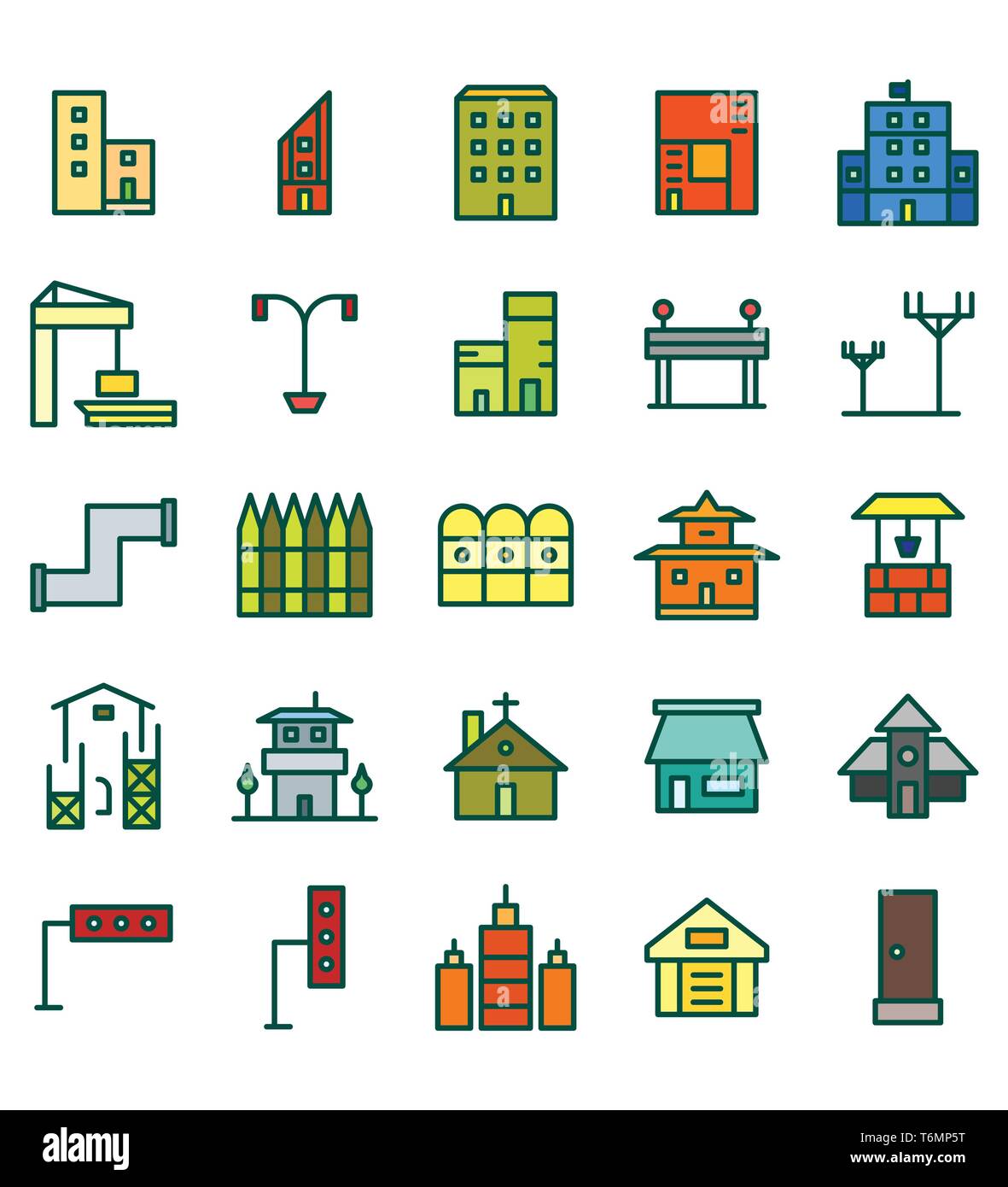 Set of Building and real estate city vector illustration icon or symbol ...