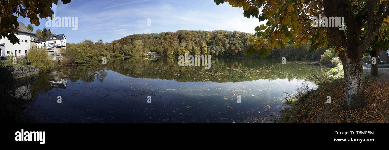 maar in the Eifel town of Ulmen Stock Photo - Alamy