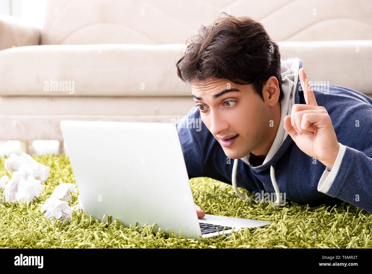 Handsome student working at startup project at home Stock Photo - Alamy