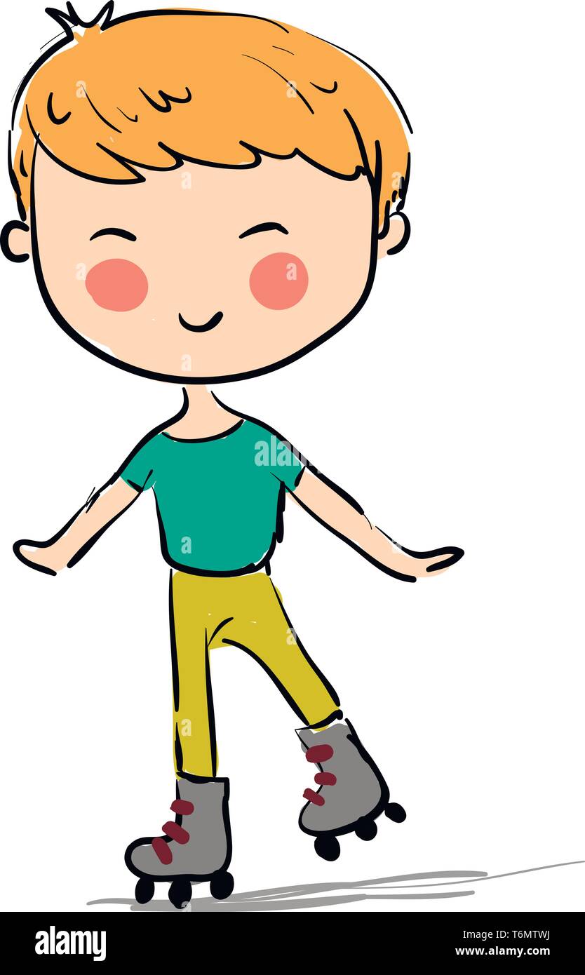 Kid learning to skate Stock Vector Images - Alamy