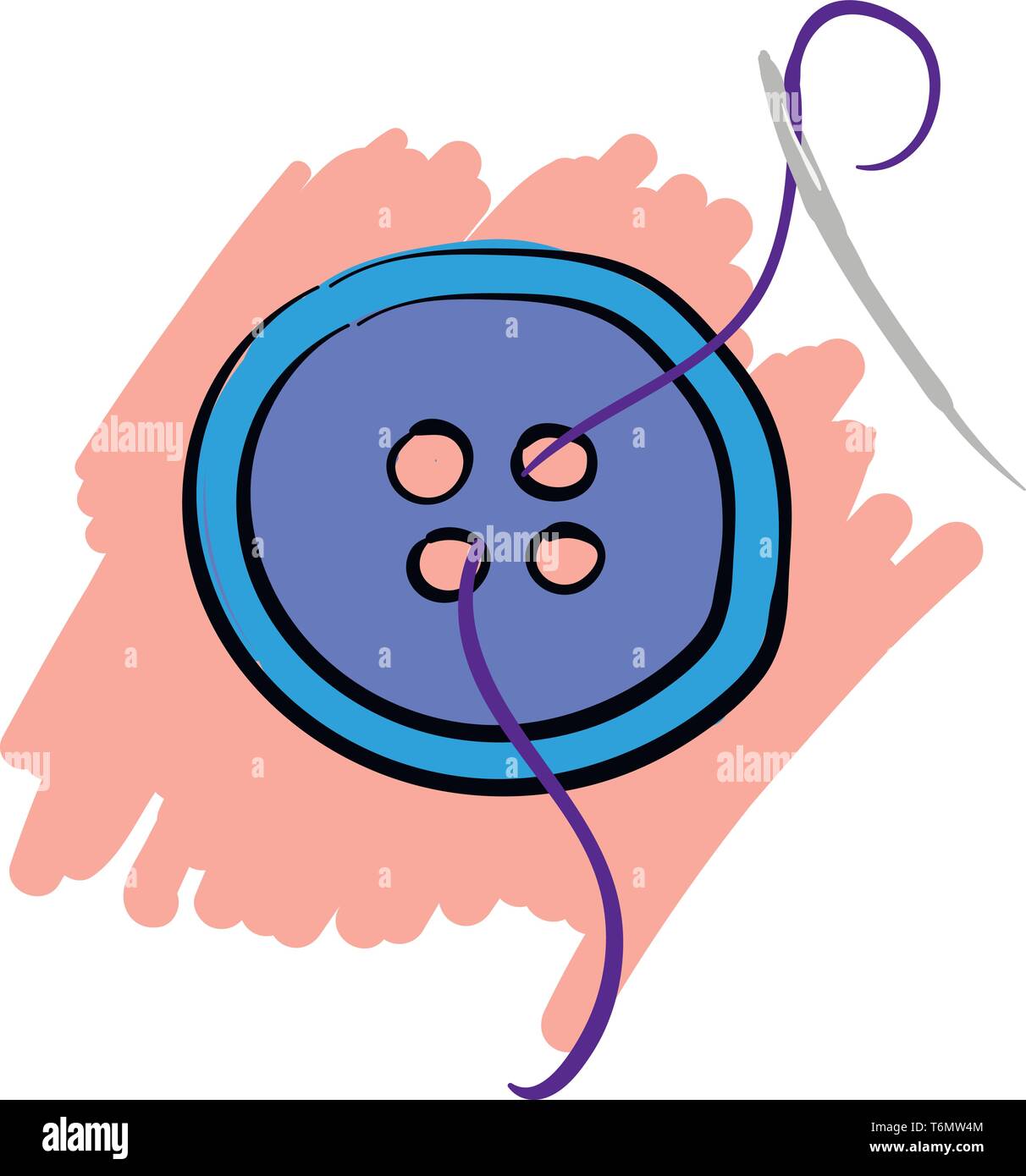 Needle blue button and purple thread vector illustration Stock Vector ...