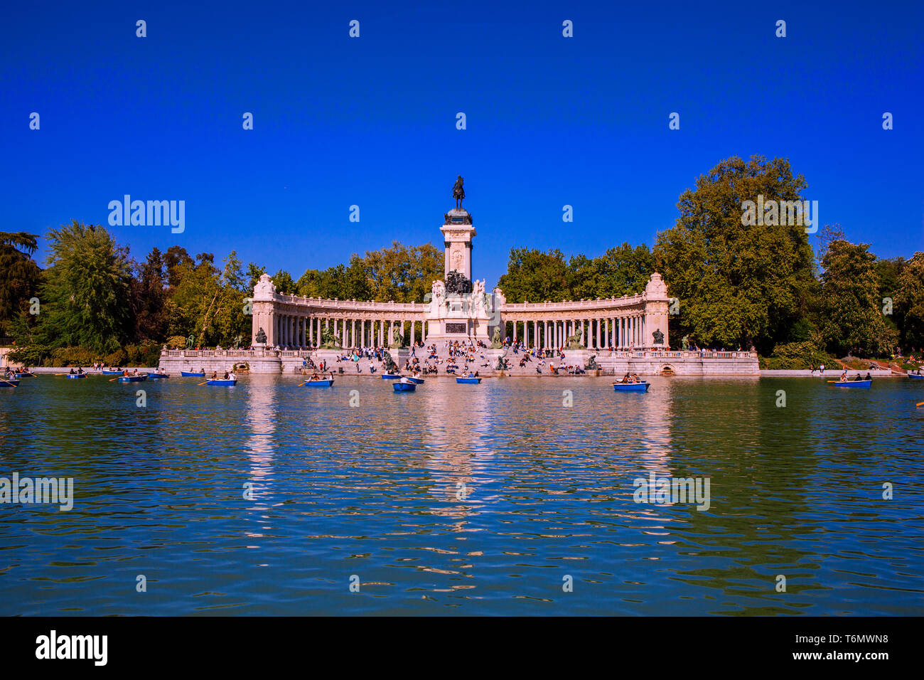 The “Buen Retiro” Park in Madrid. Retiro Park is one of the largest ...