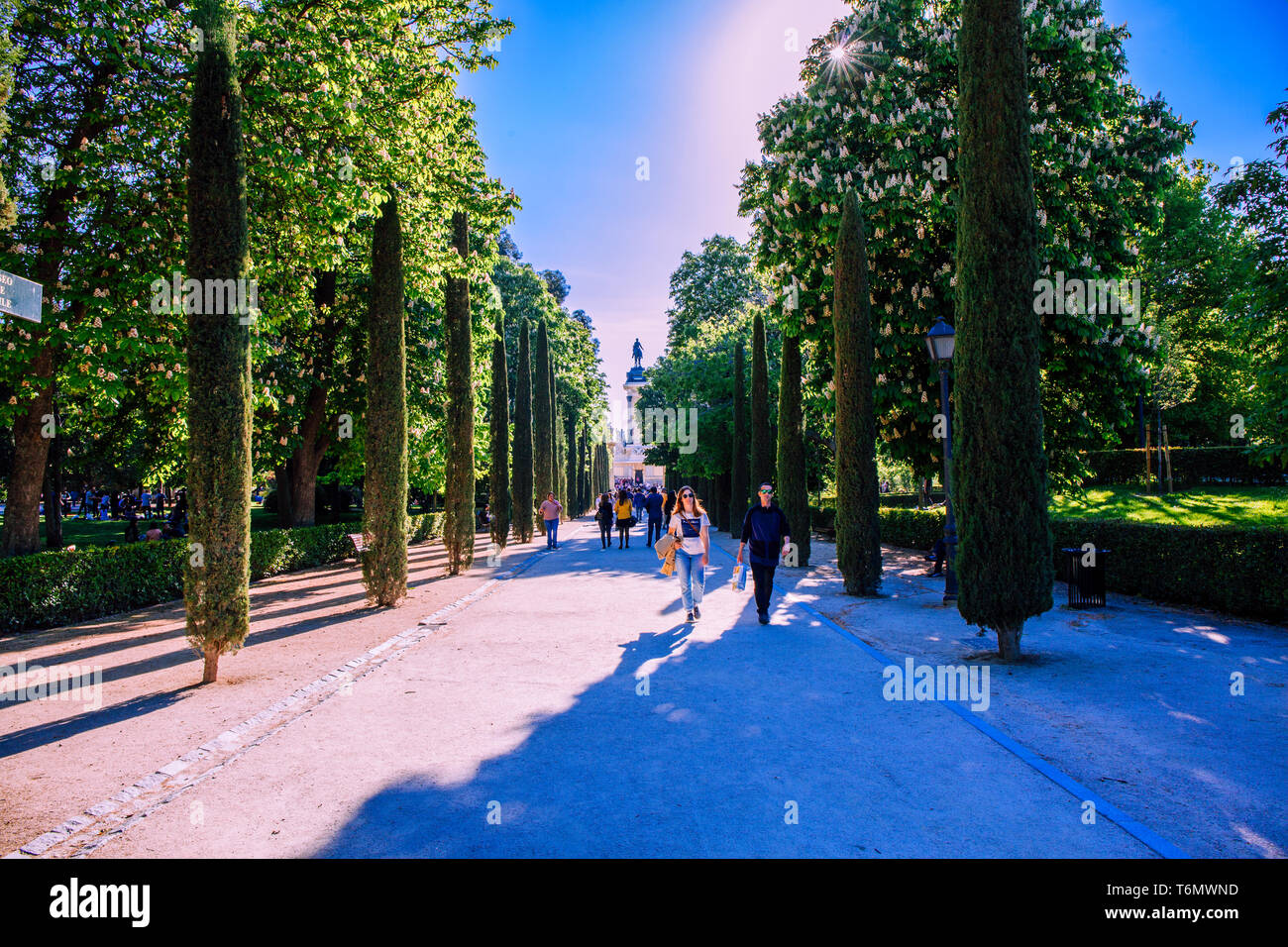 The “Buen Retiro” Park in Madrid. Retiro Park is one of the largest ...