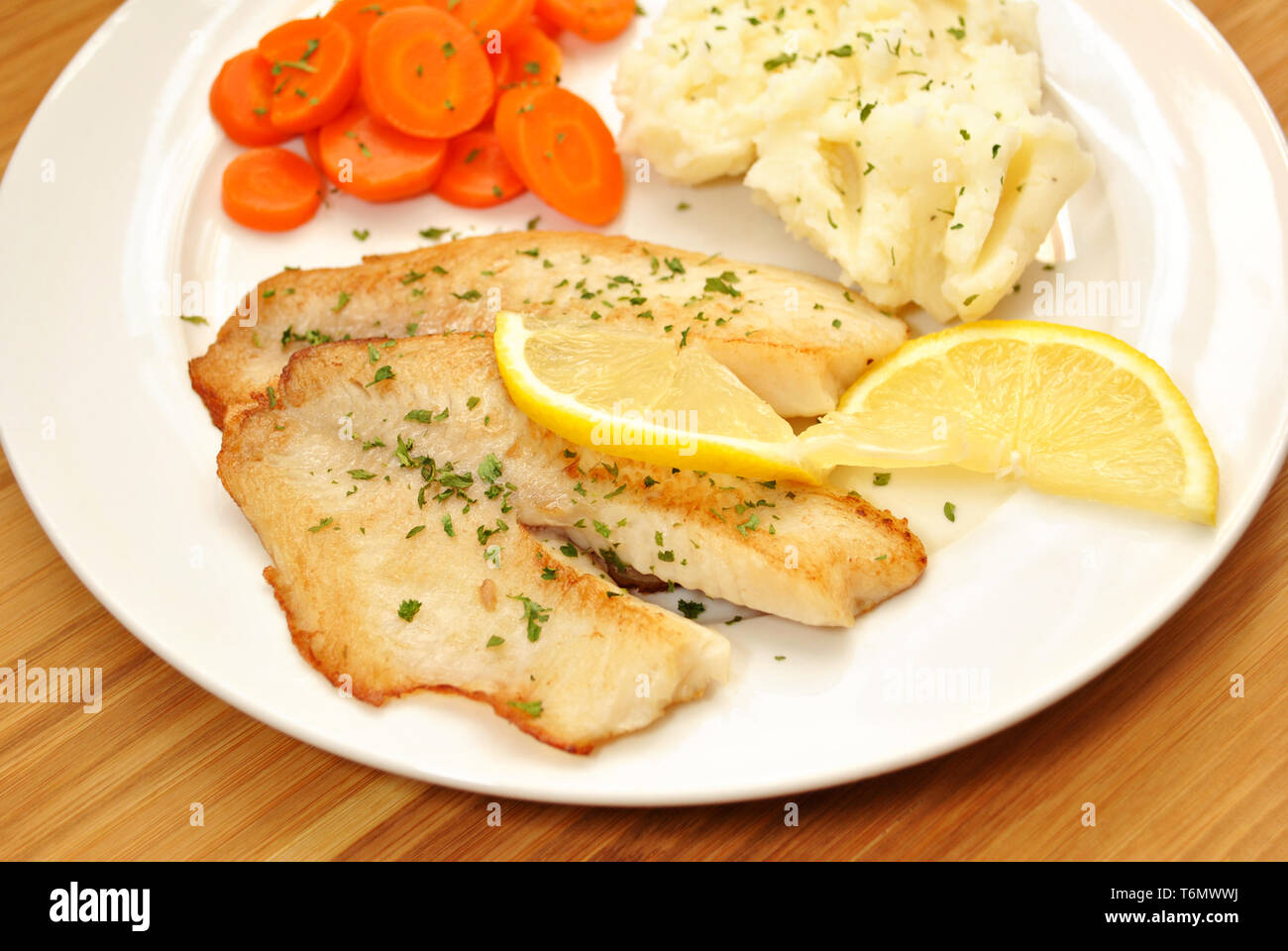 Healthy Fish, Carrots and Mashed Potatoes or Cauilflower Meal Stock ...