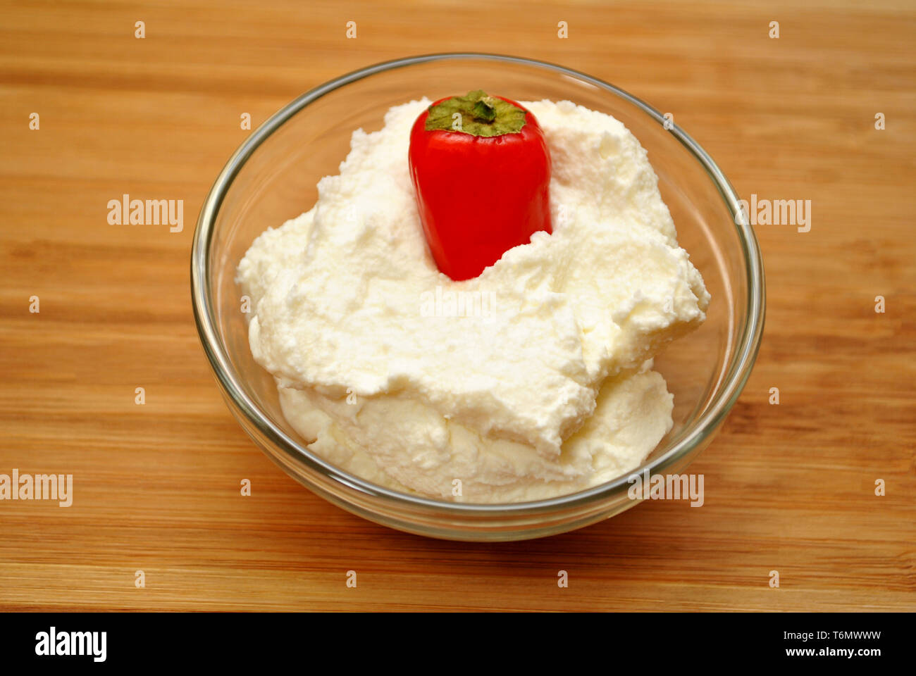 Ricotta Cheese with a Sweet Red Pepper Stock Photo - Alamy