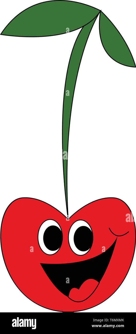 Happy red cartoon cherry fruit Stock Vector Images - Alamy