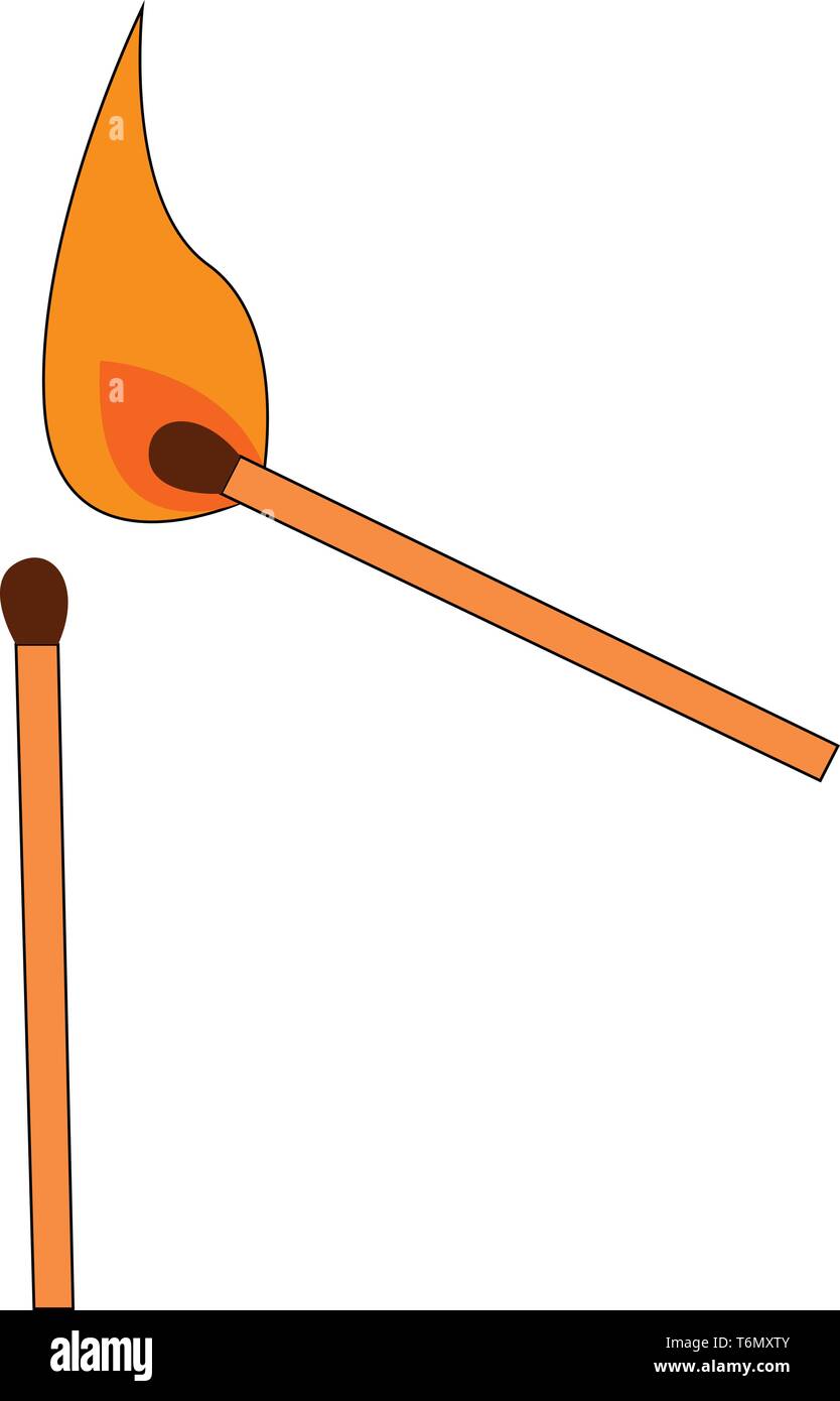 Two matches one of them burning illustration vector on white background ...