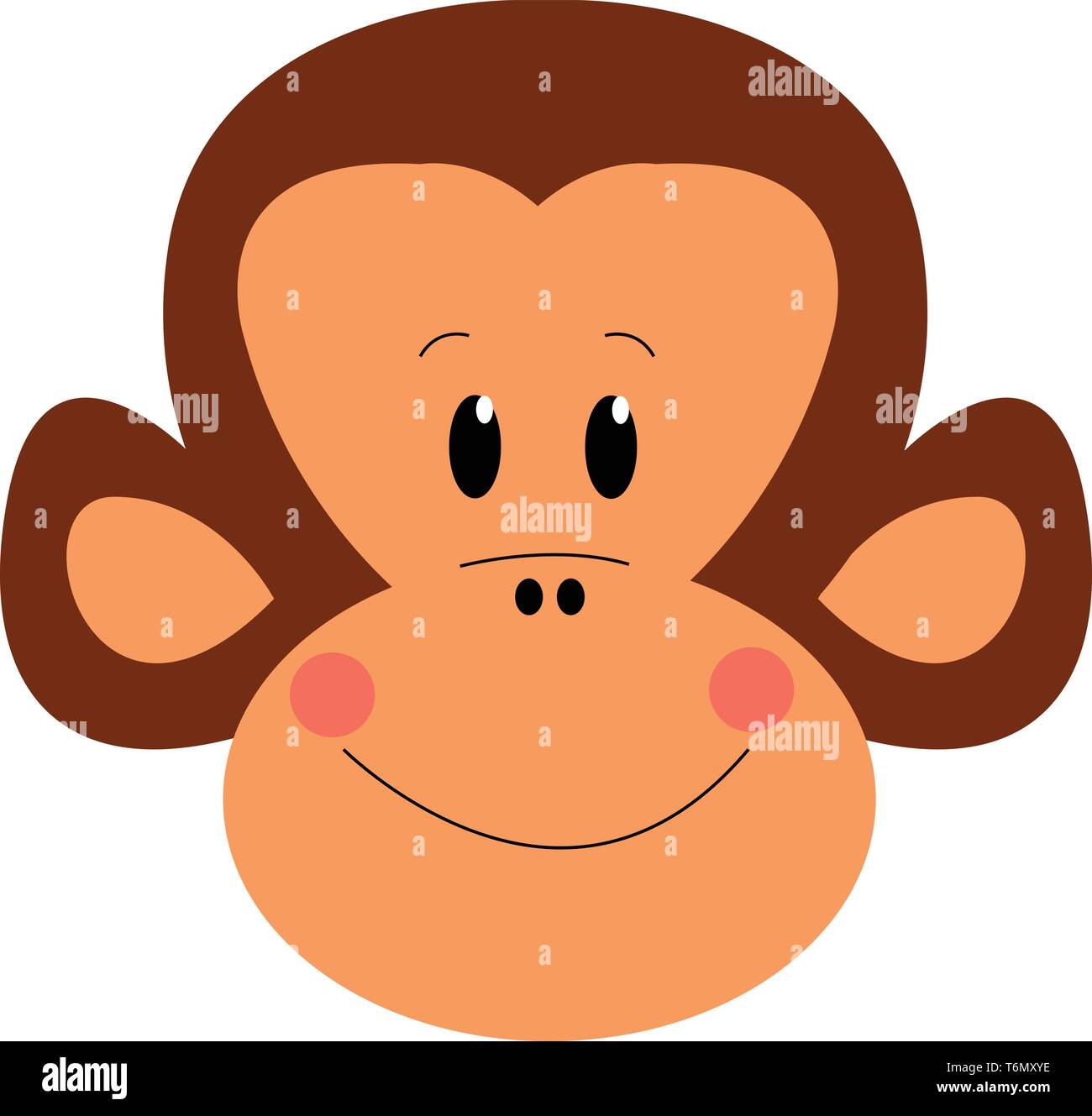 Smiling monkey face illustration vector on white background Stock ...
