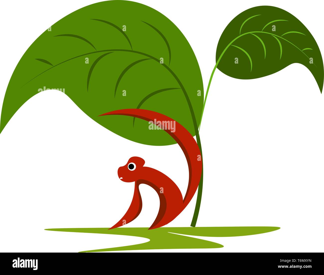 Monkey under the tree illustration vector on white background Stock ...