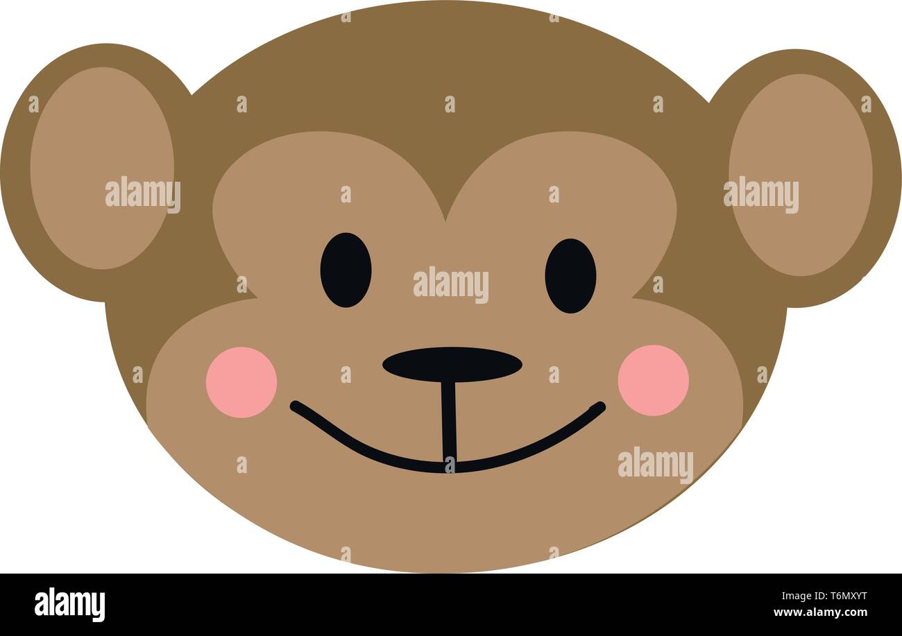 Brown monkey smiling face illustration vector on white background Stock ...