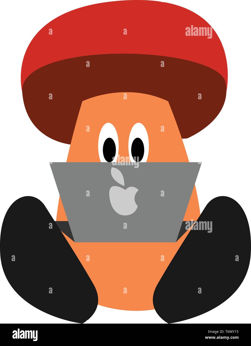 Mushroom with a computer illustration vector on white background Stock ...