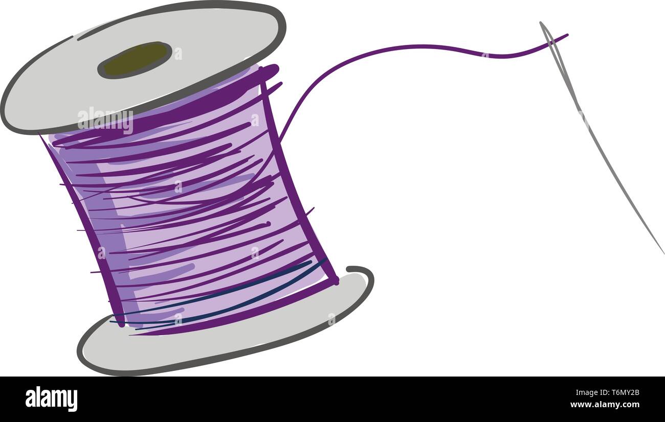 Needle and purple thread illustration vector on white background Stock ...