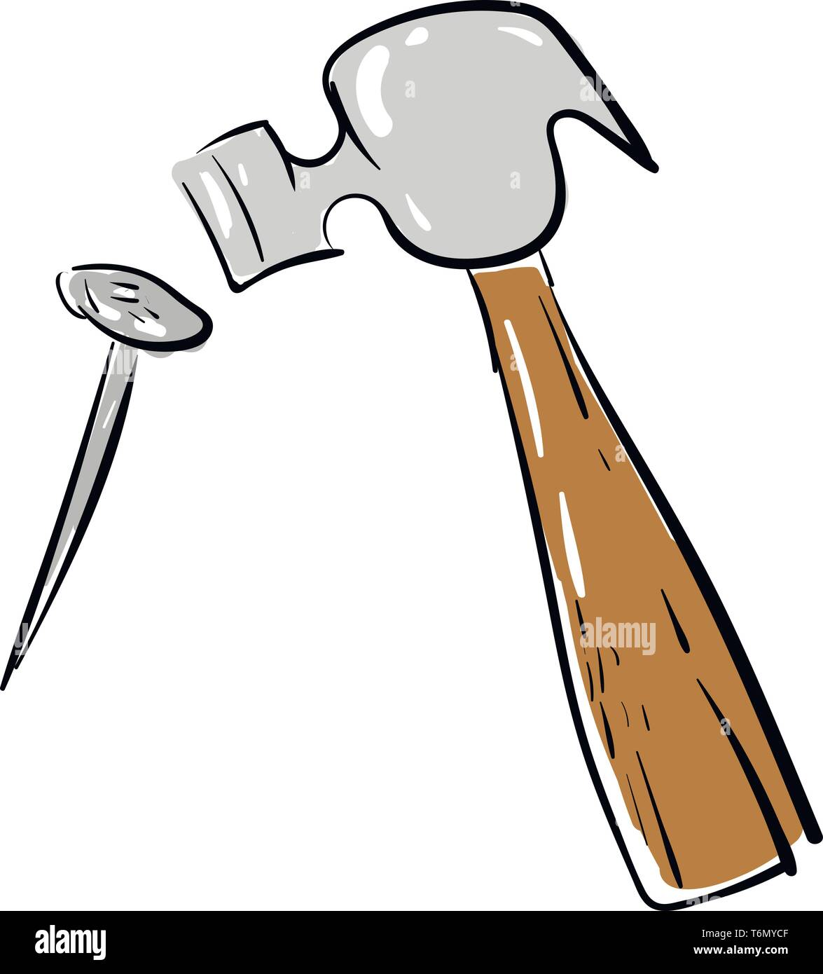 Rail road spike and hammer illustration vector on white background ...