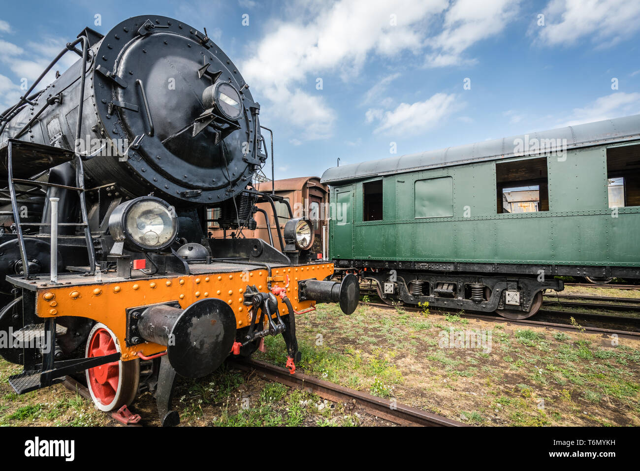 Old retro steam train locomotive Stock Photo - Alamy