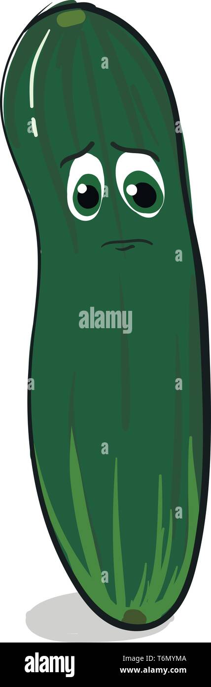 Sad cucumber illustration vector on white background Stock Vector Image ...