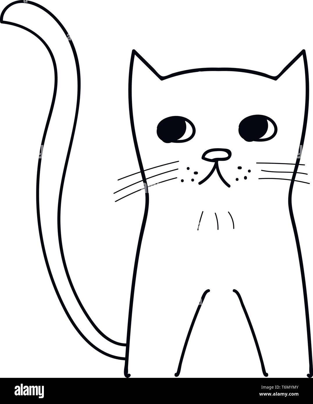 Sad kitty illustration vector on white background Stock Vector Image ...