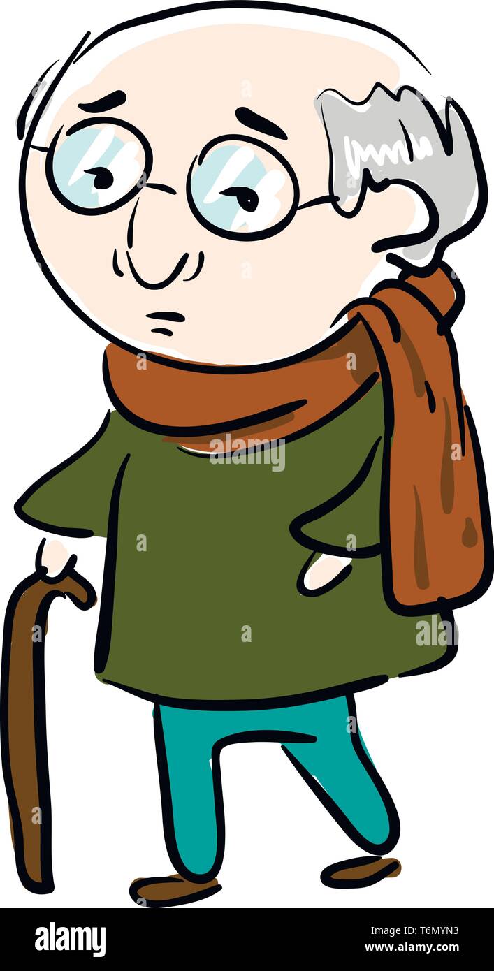 Sad old man illustration vector on white background Stock Vector Image ...