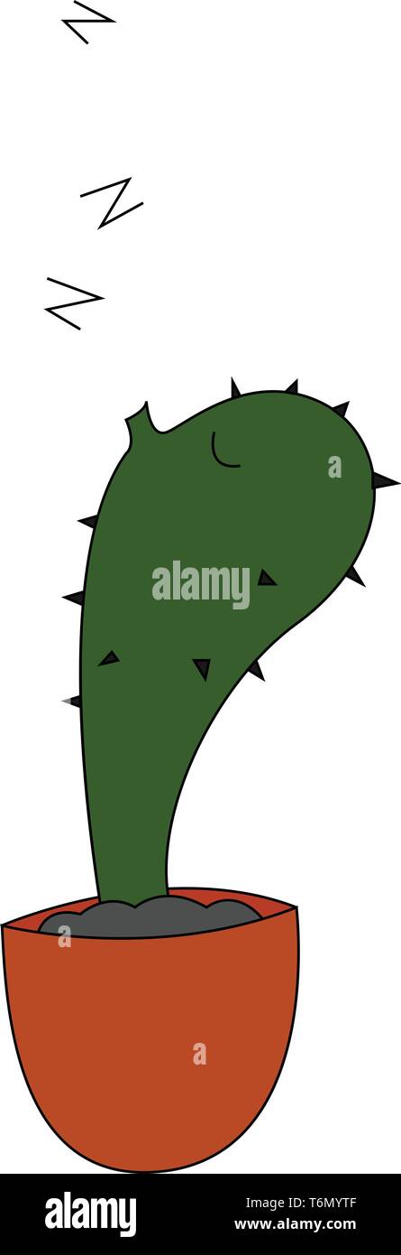 Sleeping cactus illustration vector on white background Stock Vector ...