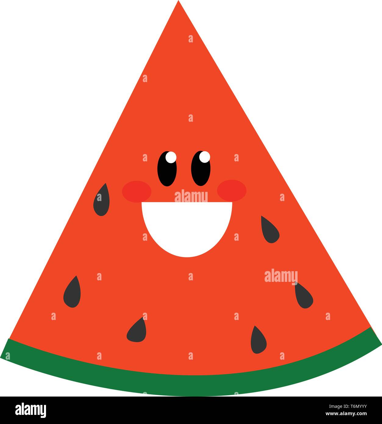 A piece of smiling colorful watermelon which is in cartoon vector color ...
