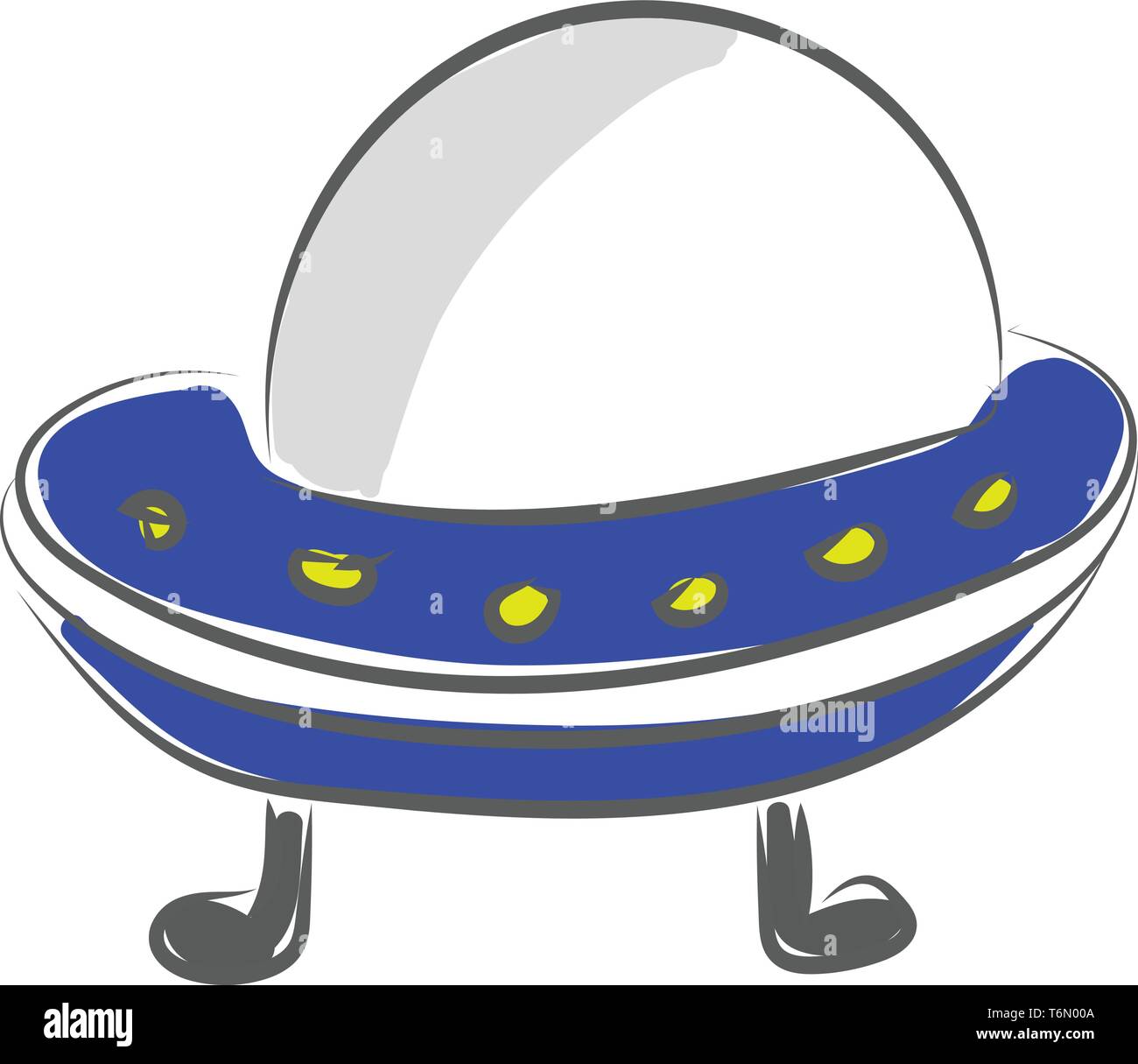 An alien spacecraft which has just arrived or ready to go vector color ...