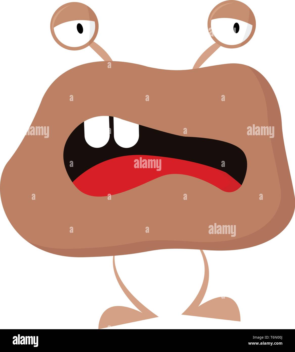 A monster standing alone with its big mouth open with a angry look ...