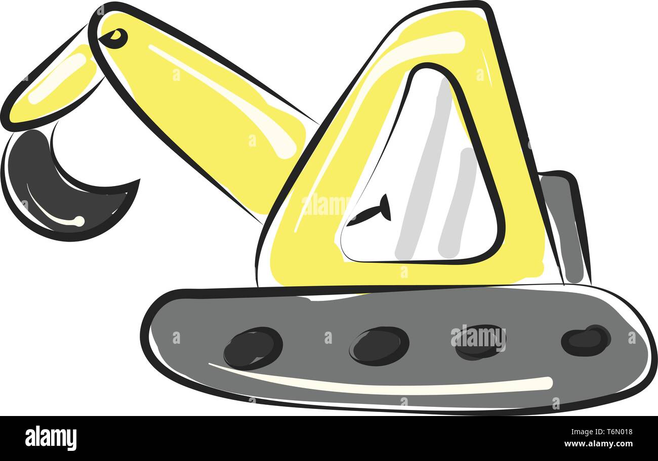 A bright yellow digging machine which is all set to start its work ...