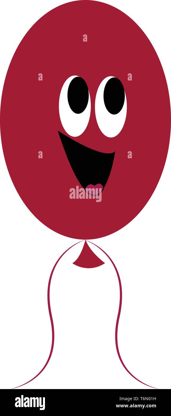 A happy maroon balloon with a bright smiley vector color drawing or ...
