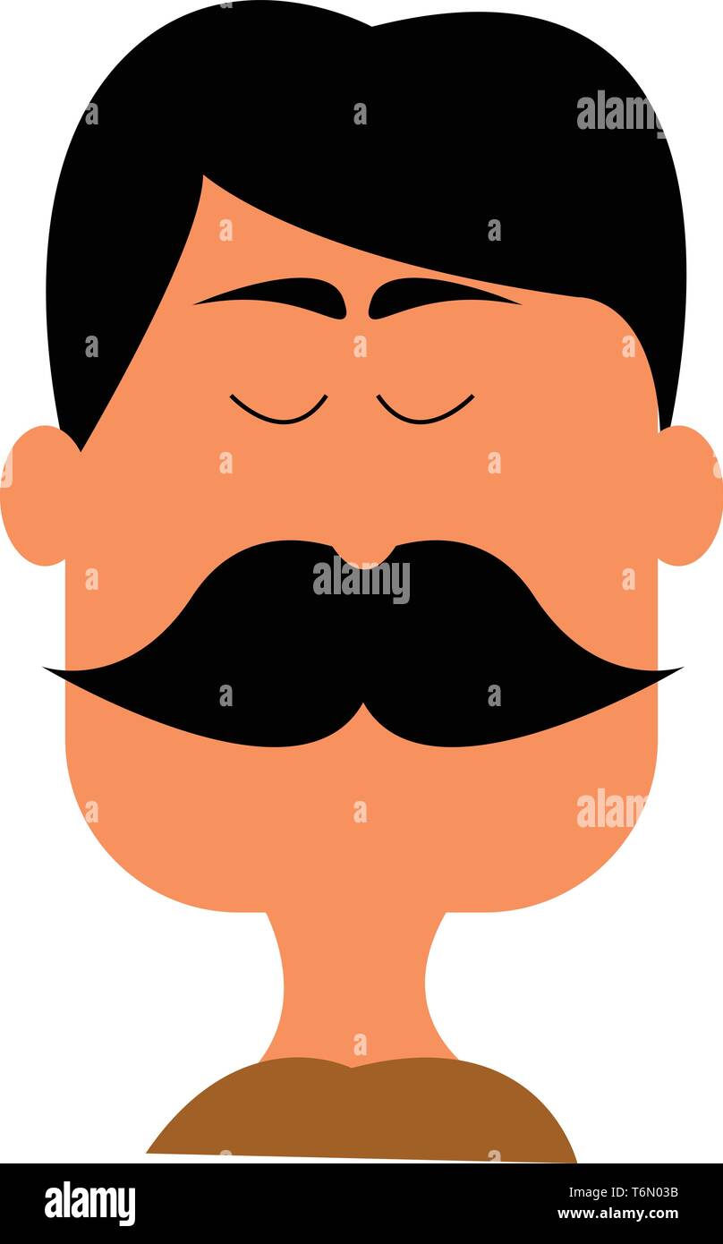 A strong man with a big mustache showcasing his strength vector color ...