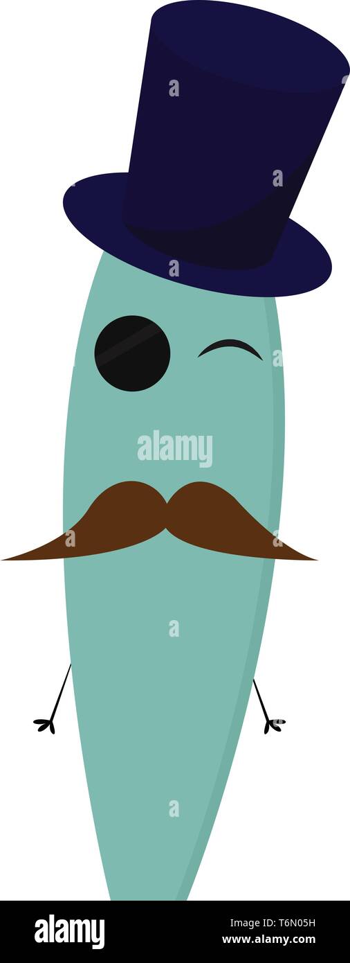 cartoon of a monster with a big mustache and a winking eyes vector ...