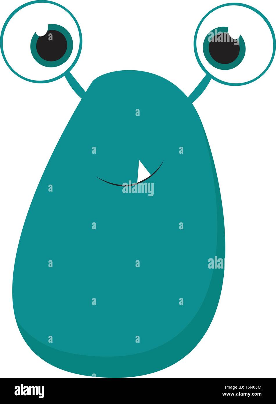 A blue smiling monster with two scary projected eyes vector color ...