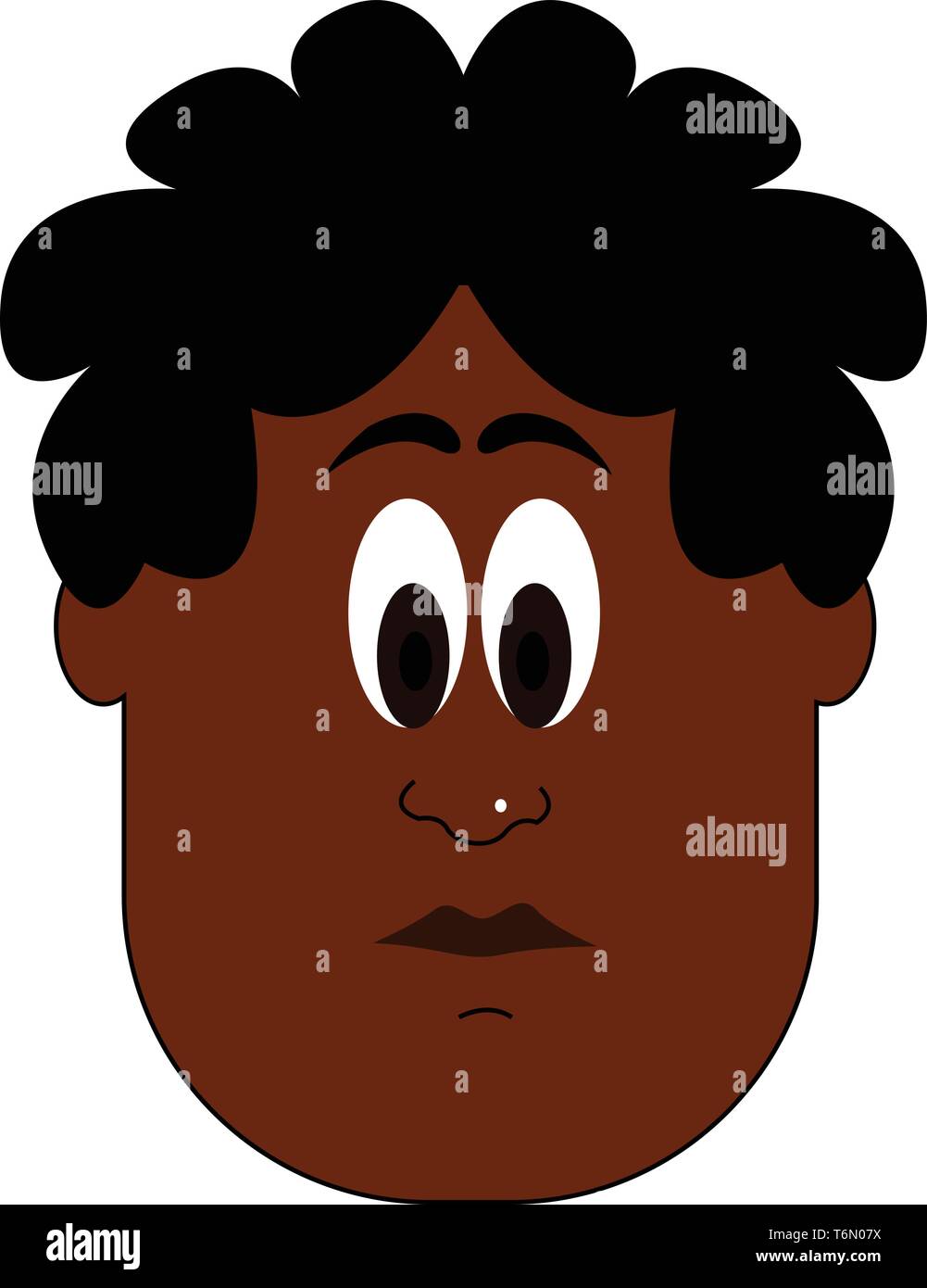 A portrait dark boy with black hair looking confused vector color ...
