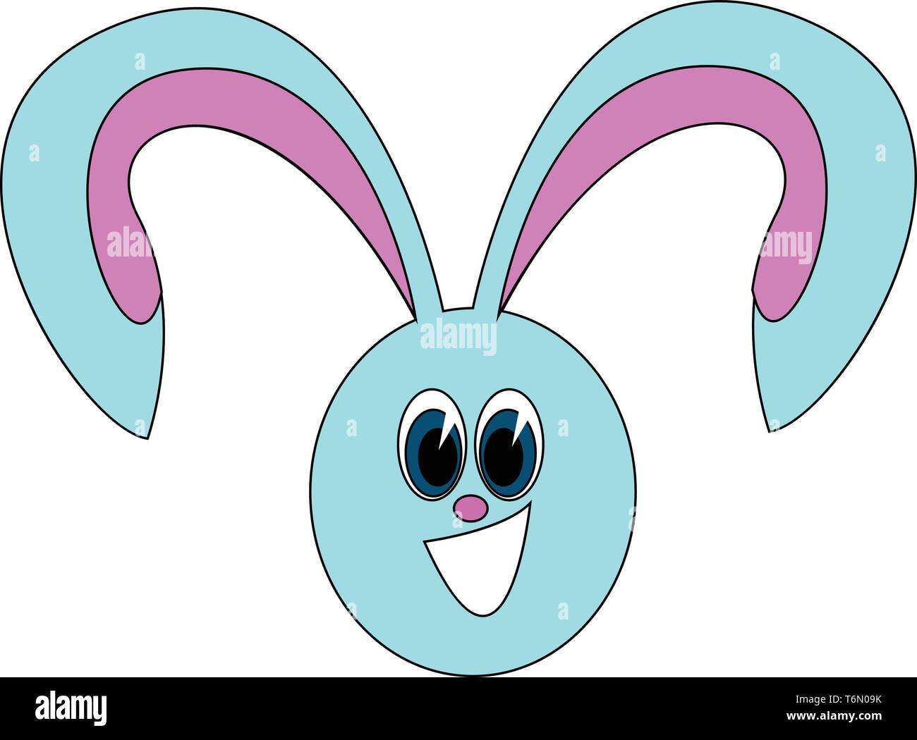 A happy blue bunny with two long ears vector color drawing or ...
