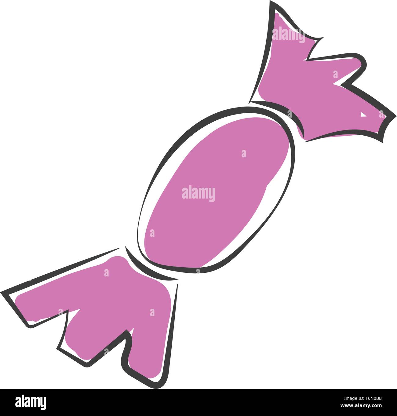 A single tasty candy wrapped in a pink cover vector color drawing or ...