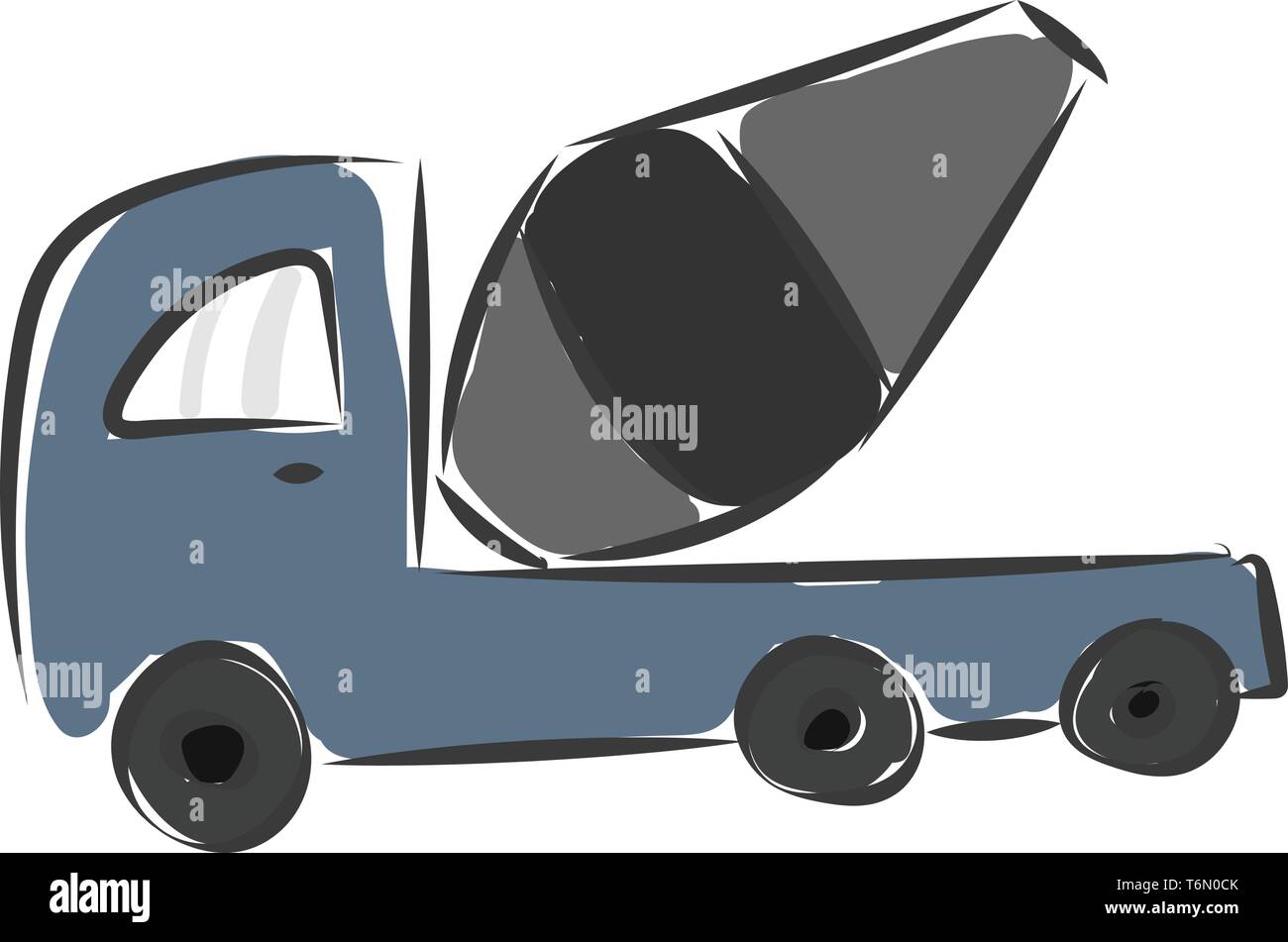 A cement mixing machine loaded fully and is ready for departure vector ...