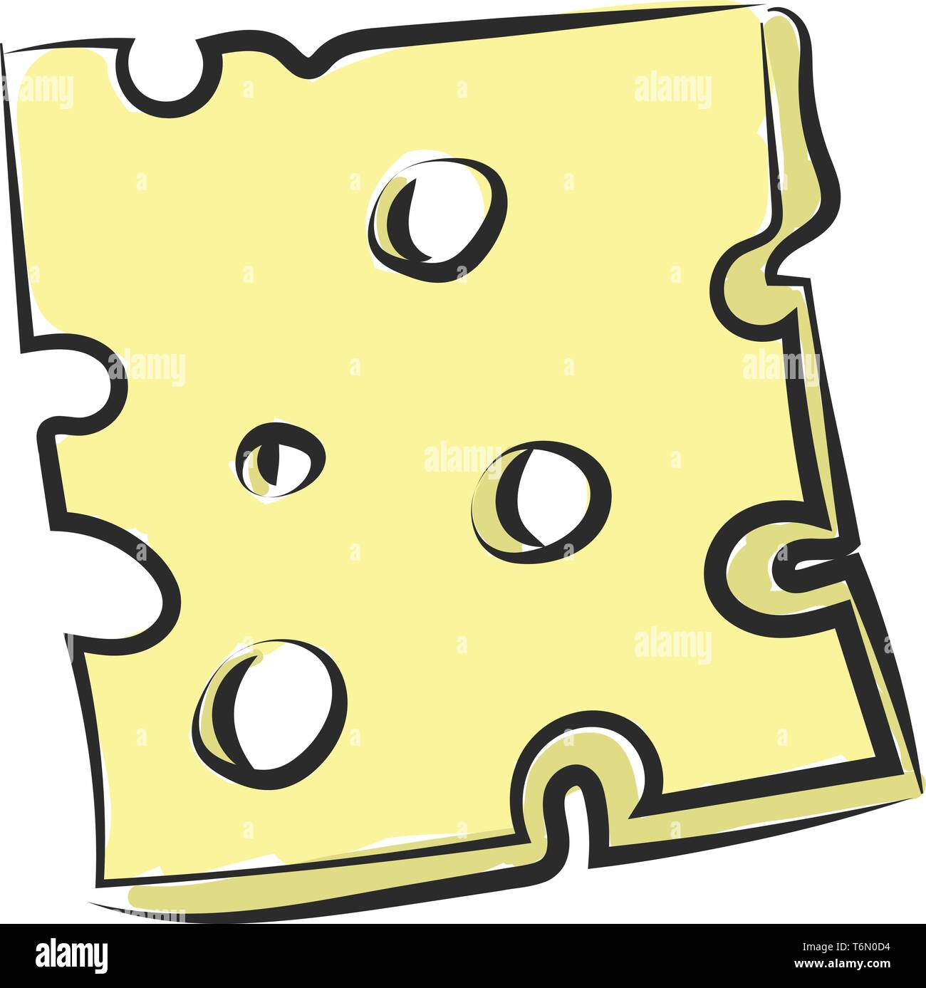 A piece of a yellow cheese which is fresh and tasty vector color ...