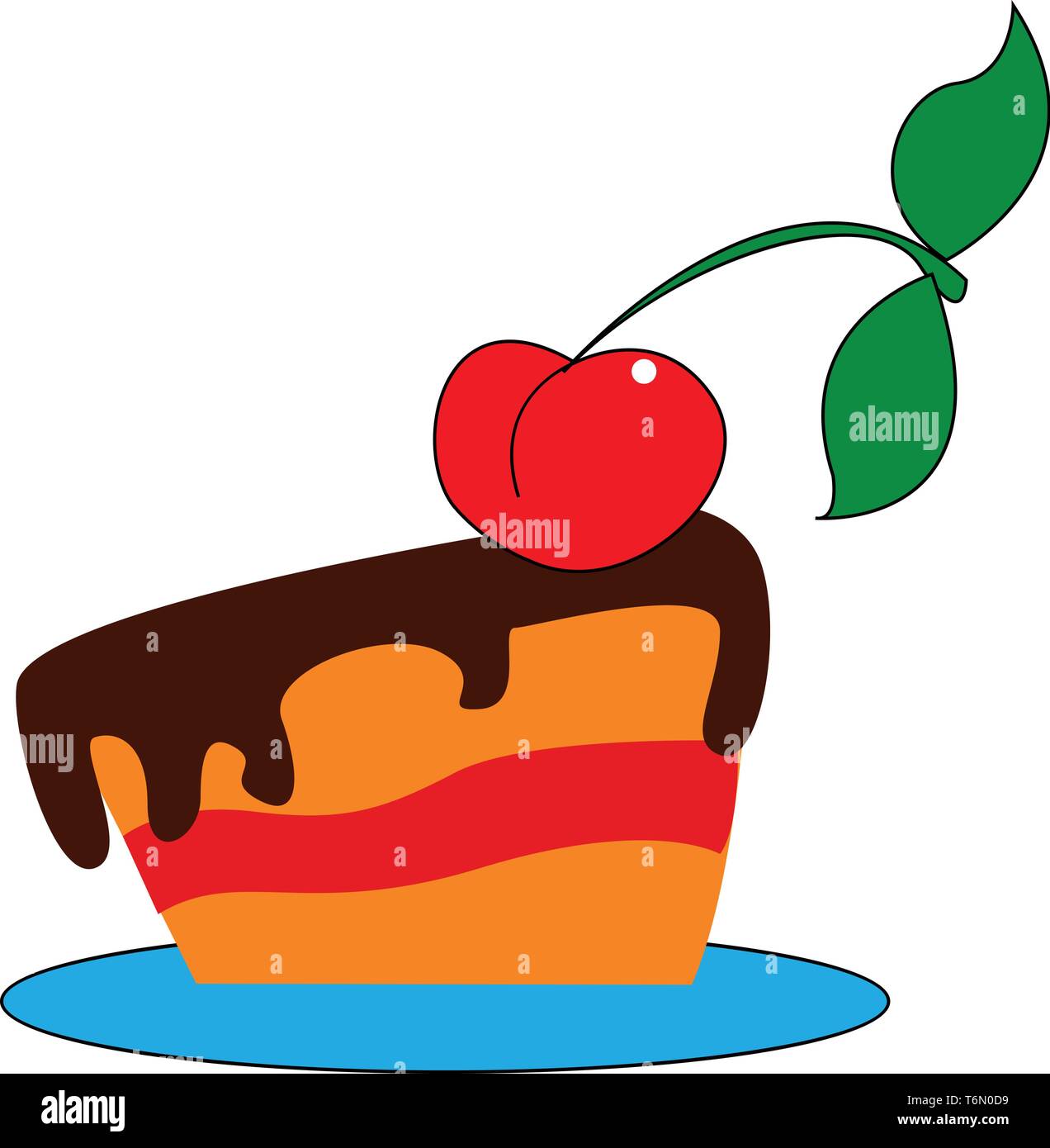 A tasty yummy cake garnished with a fresh cherry on its top vector ...