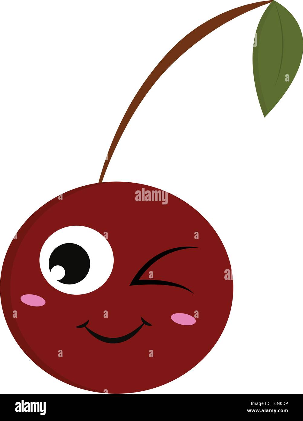 A single cherry with a smiling face and a winking eyes vector color ...