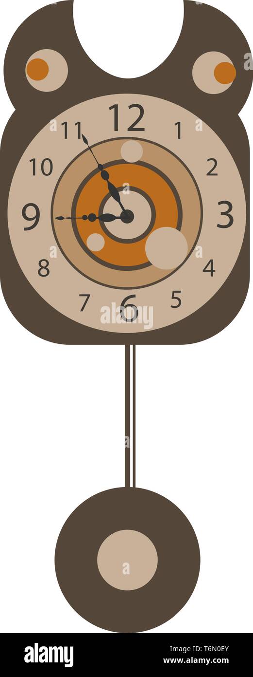 An old ancient clock with a long pendulum showing 9'o clock vector ...