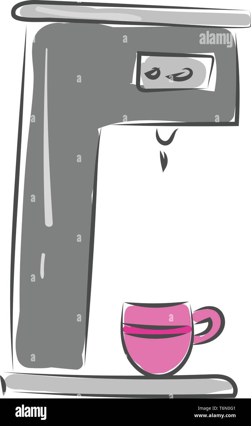 A coffee machine with a purple coffee mug in it ready to be filled ...