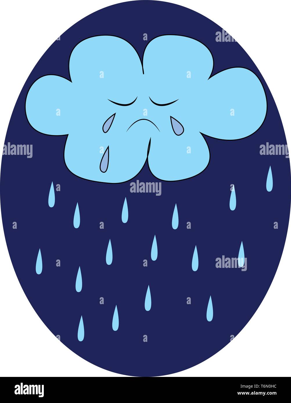 A crying cloud pouring its tears as rain vector color drawing or ...